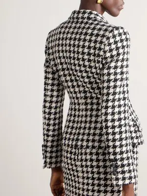 Dolce & Gabbana Double-breasted Houndstooth Tweed Blazer - Gray