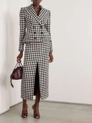 Dolce & Gabbana Double-breasted Houndstooth Tweed Blazer - Gray