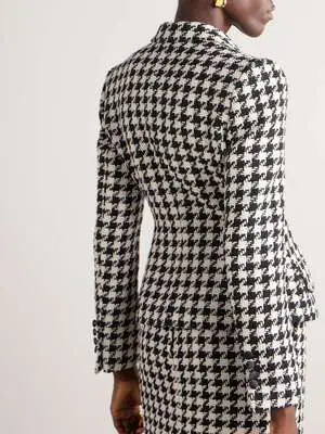 Dolce & Gabbana Double-breasted Houndstooth Tweed Blazer - Gray