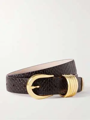 DEHANCHE Déhanche Hollyhock Viper Snake-effect Belt Dark Brown