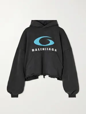 Women's Balenciaga Destroyed Hoodie Sweatshirts Hoodies