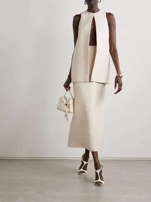 Brandon Maxwell Astrid Cutout Layered Midi Dress