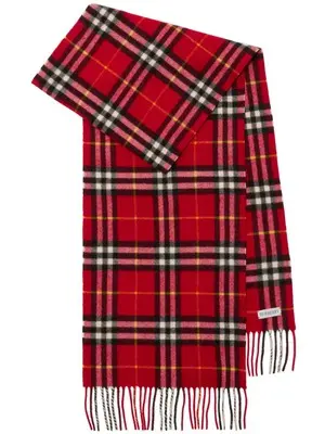 Burberry Checkered Cashmere Scarf - Red