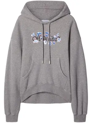 Off-White Logo-print Organic Cotton Hoodie - Grey