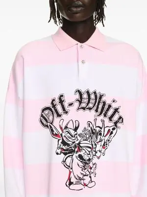 Off-White Long-sleeve Polo Shirt - Pink