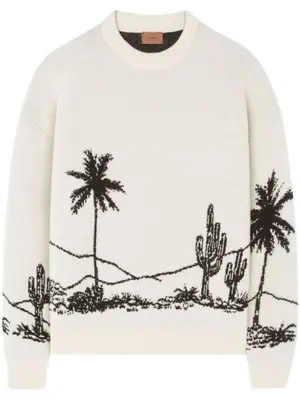 Alanui Desert Print Knitted Jumper - White