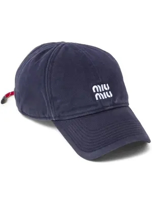 Miu Miu Logo-embroidered Denim Baseball Cap - Blue