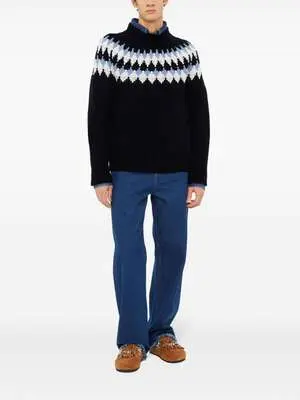 Alanui Fair Isle Intarsia-knit Wool Sweater - Blue