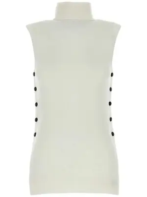 Giorgio Armani Wool Sleeveless Top - White