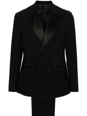 Eleventy Double-breasted Suit - Black