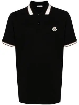 Moncler Logo-patch Polo Shirt - Black