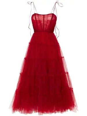 ANA RADU Tulle Maxi Dress - Red
