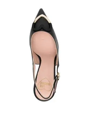 Moschino 100mm Heart Appliqué Slingback Pumps