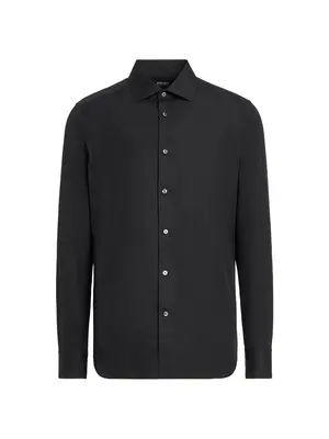 Zegna Trofeo Comfort Cotton Shirt Black