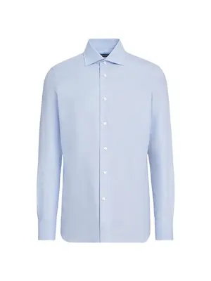 Zegna Trofeo Comfort Cotton Shirt Light Blue