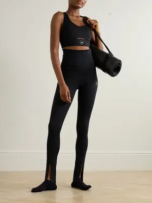 Adidas By Stella McCartney Truestrength Logo-print Recycled Stretch-jersey Sports Bra - Black