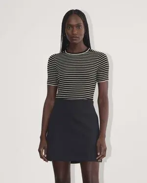 Everlane Ultrasoft Merino Sweater Tshirt - Black/bone