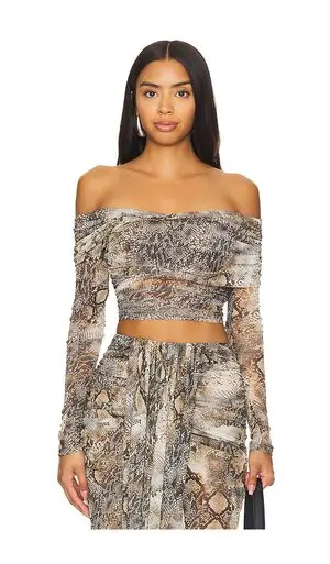 Lapointe Mesh Off Shoulder Wrap Top