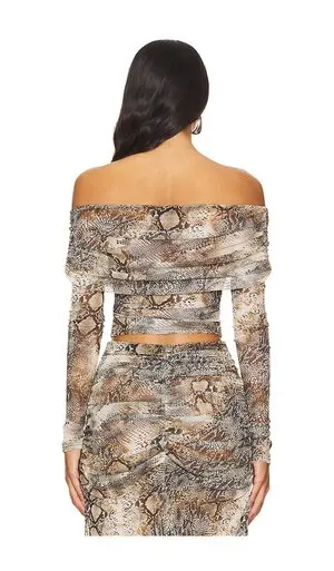 Lapointe Mesh Off Shoulder Wrap Top