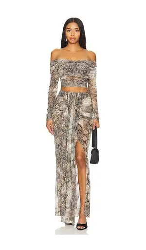Lapointe Mesh Off Shoulder Wrap Top