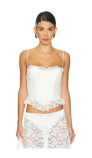 White Lace Bustier Tops