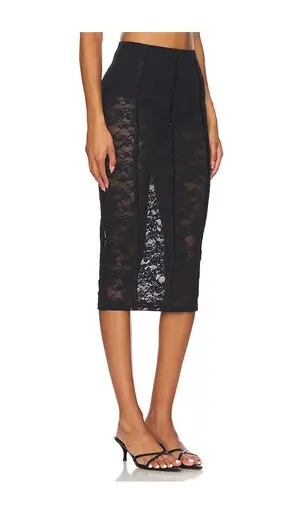FLEUR DU MAL Le Stretch Lace Pencil Skirt - Black