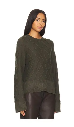 Sanctuary Coastal Cable Crewneck Sweater - Dark Olive