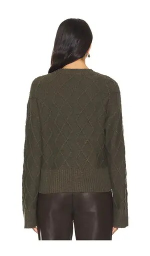 Sanctuary Coastal Cable Crewneck Sweater - Dark Olive