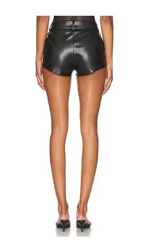 Superdown Faux Leather Hot Shorts - Black