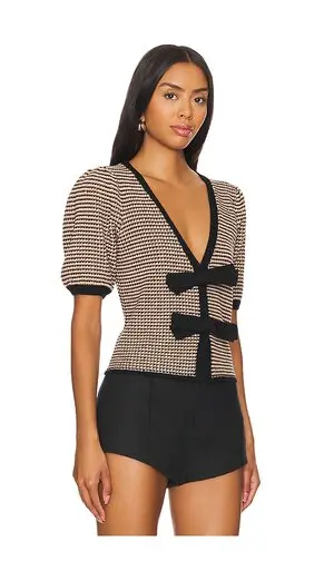 525 America Elaine Puff Sleeve Bow Cardigan - Sea Salt Multi
