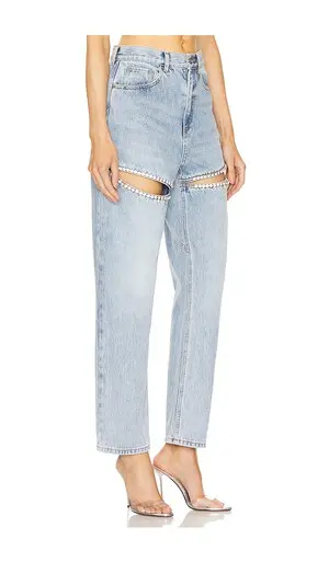 AREA Crystal Slit Jeans - Blue