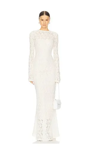 L'academie Kayden Lace Maxi Dress - Beige