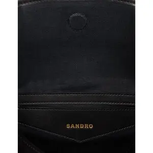 Sandro Slouchy Leather Shoulder Bag - Noir / Gris