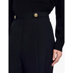 Sandro Button-embellished High-rise Trousers