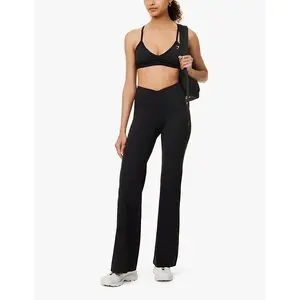 GYMSHARK Crossover Waist Flared-leg Regular Stretch-woven Leggings - Black