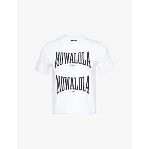 mowalola ホワイト ロゴプリント 長袖カットソー Mowalola Brand-Print Regular-Fit Stretch-Cotton T-Shirt - White