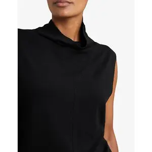 REISS Harper Funnel-neck Wool Top - Black