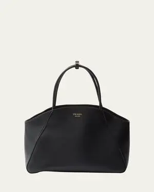 Prada Prada Large Grain Leather Top-Handle Bag - Nero