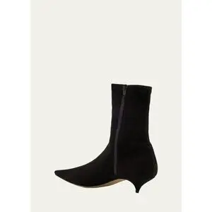 THE ROW Liisa Suede Booties - Moka