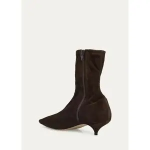 THE ROW Liisa Suede Booties - Moka
