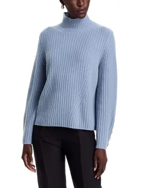 Bloomingdale'S Rib Knit Bell Sleeve Turtleneck Sweater - Dolphin