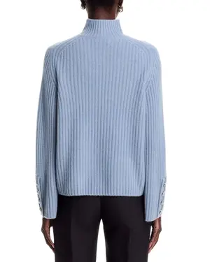 Bloomingdale'S Rib Knit Bell Sleeve Turtleneck Sweater - Dolphin