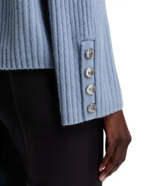 Bloomingdale'S Rib Knit Bell Sleeve Turtleneck Sweater - Dolphin