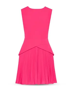 MILLY Haddy Mixed Media Pleated Dress - Pink