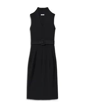REISS Ella Knitted Rib Midi Dress