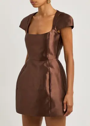 de la vali faun mini dress De La Vali Faun Faille Mini Dress - Chocolate
