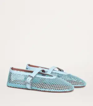 Alaïa Leather-mesh Ballet Flats