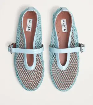 Alaïa Leather-mesh Ballet Flats