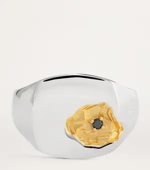 Tom Wood Sterling And Black Diamond Signet Ring