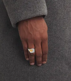 Tom Wood Sterling And Black Diamond Signet Ring